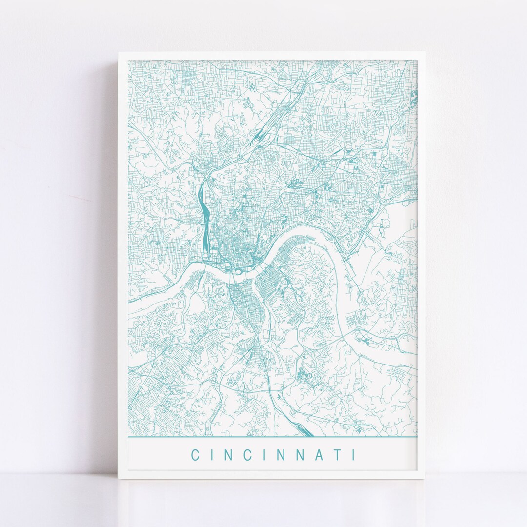 CINCINNATI MAP - High Quality Giclee Print, Minimalist Cincinnati Art ...