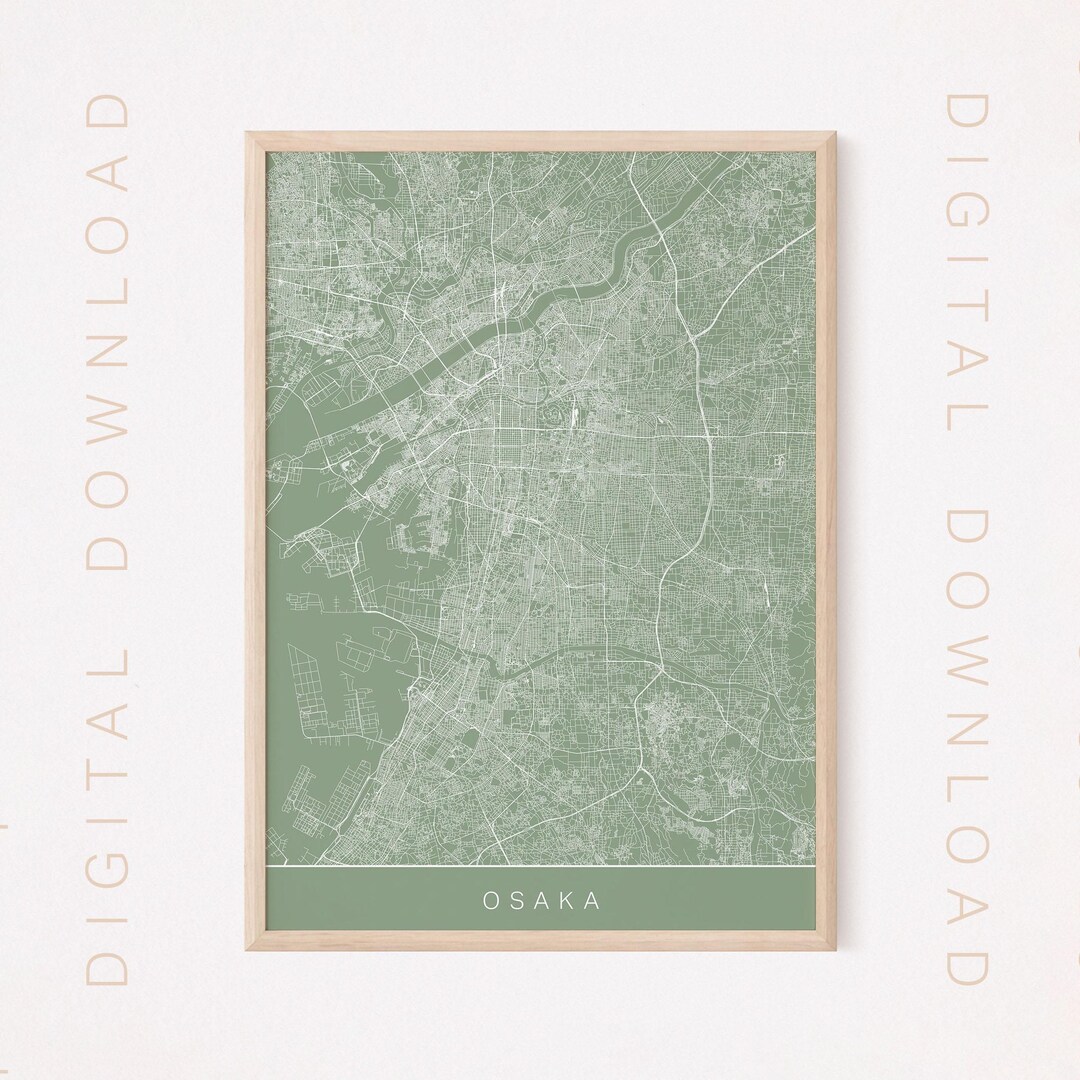 OSAKA JAPAN MAP, Digital Download, Modern Japan City Poster, Printable ...