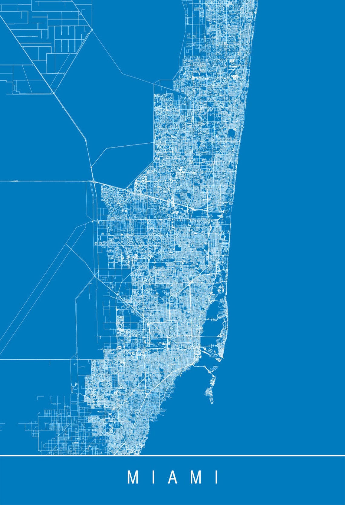 MIAMI MAP ART Florida City Map Modern City Print Art | Etsy