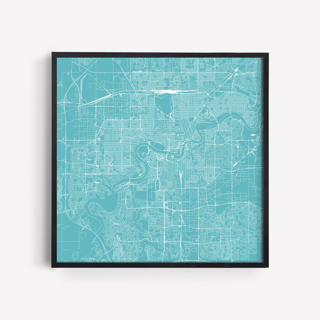 EDMONTON CITY MAP - Fine Art Map Poster - Modern Alberta Canada Map ...