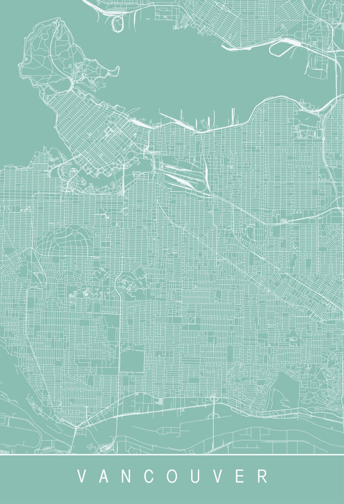 VANCOUVER CITY MAP Art Print vancouver B.C. Map Art High - Etsy
