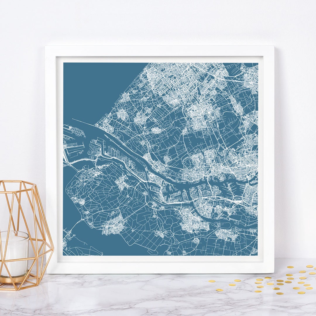 ROTTERDAM CITY MAP - Fine Art Map Poster - Modern Netherlands Map Print ...