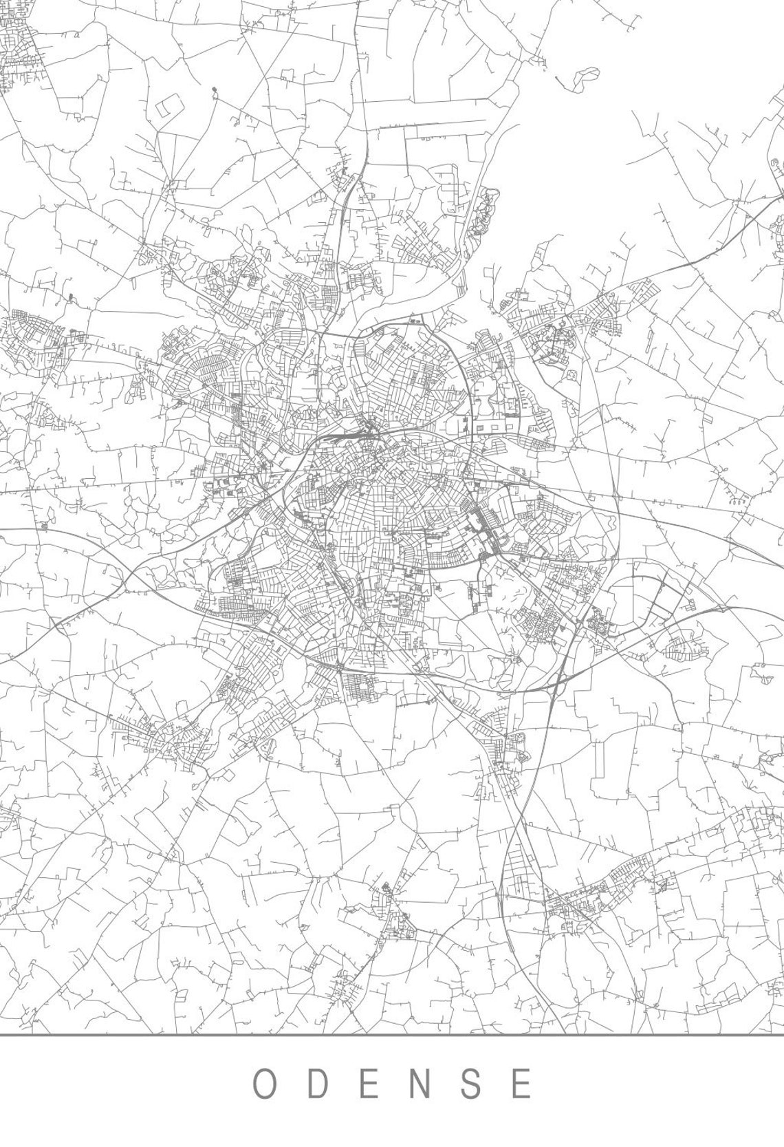 ODENSE MAP High Quality Giclee Print Minimalist Odense Art - Etsy Canada