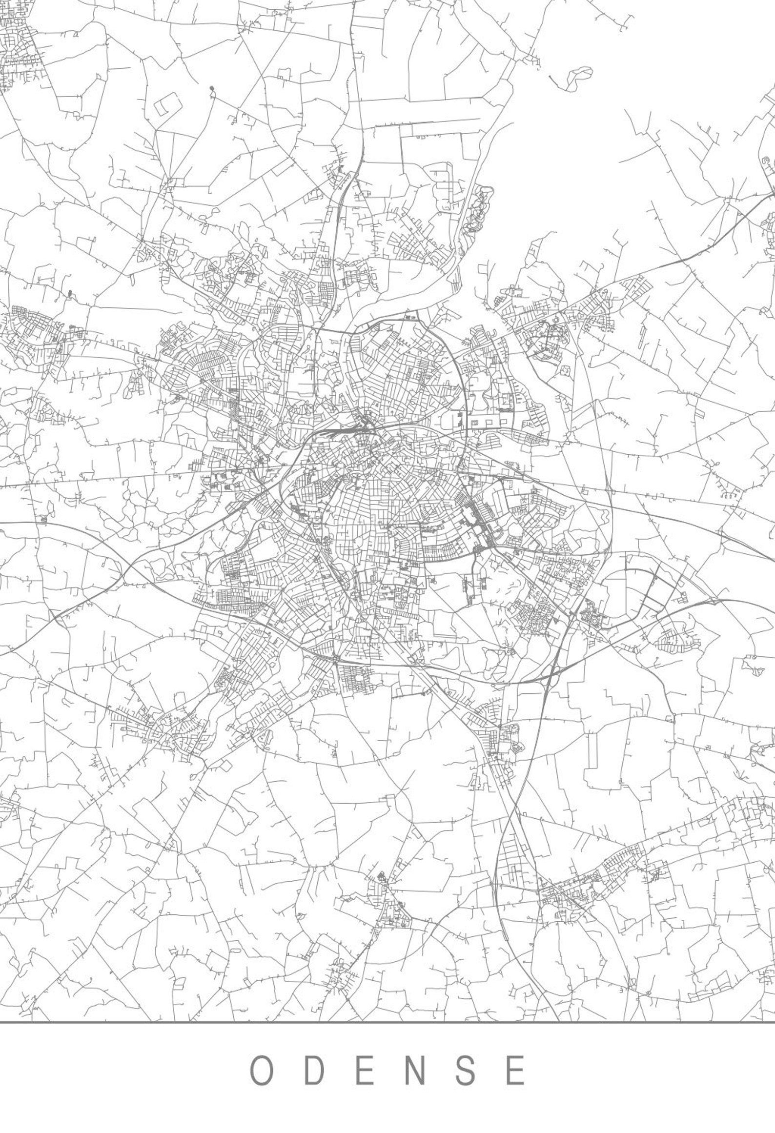 ODENSE MAP High Quality Giclee Print Minimalist Odense Art | Etsy