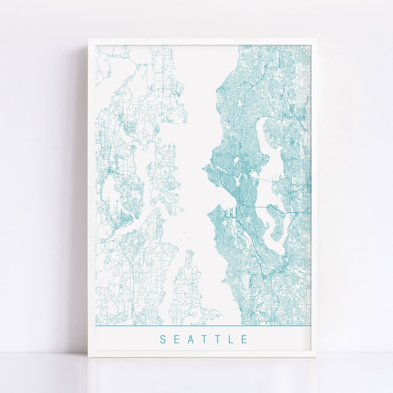 SEATTLE MAP - Minimalist Seattle Art Print, Customizable City Map, High ...