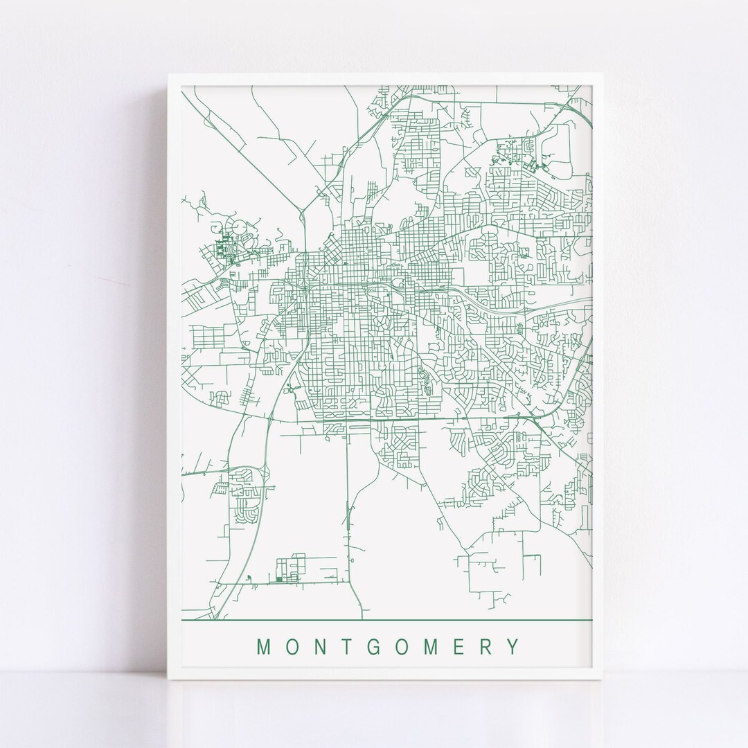 MONTGOMERY ALABAMA MAP - Customizable City Map, High Quality Giclee ...