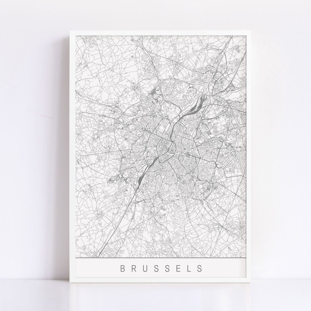 BRUSSELS MAP - High Quality Giclee Print, Minimalist Brussels Art Print ...