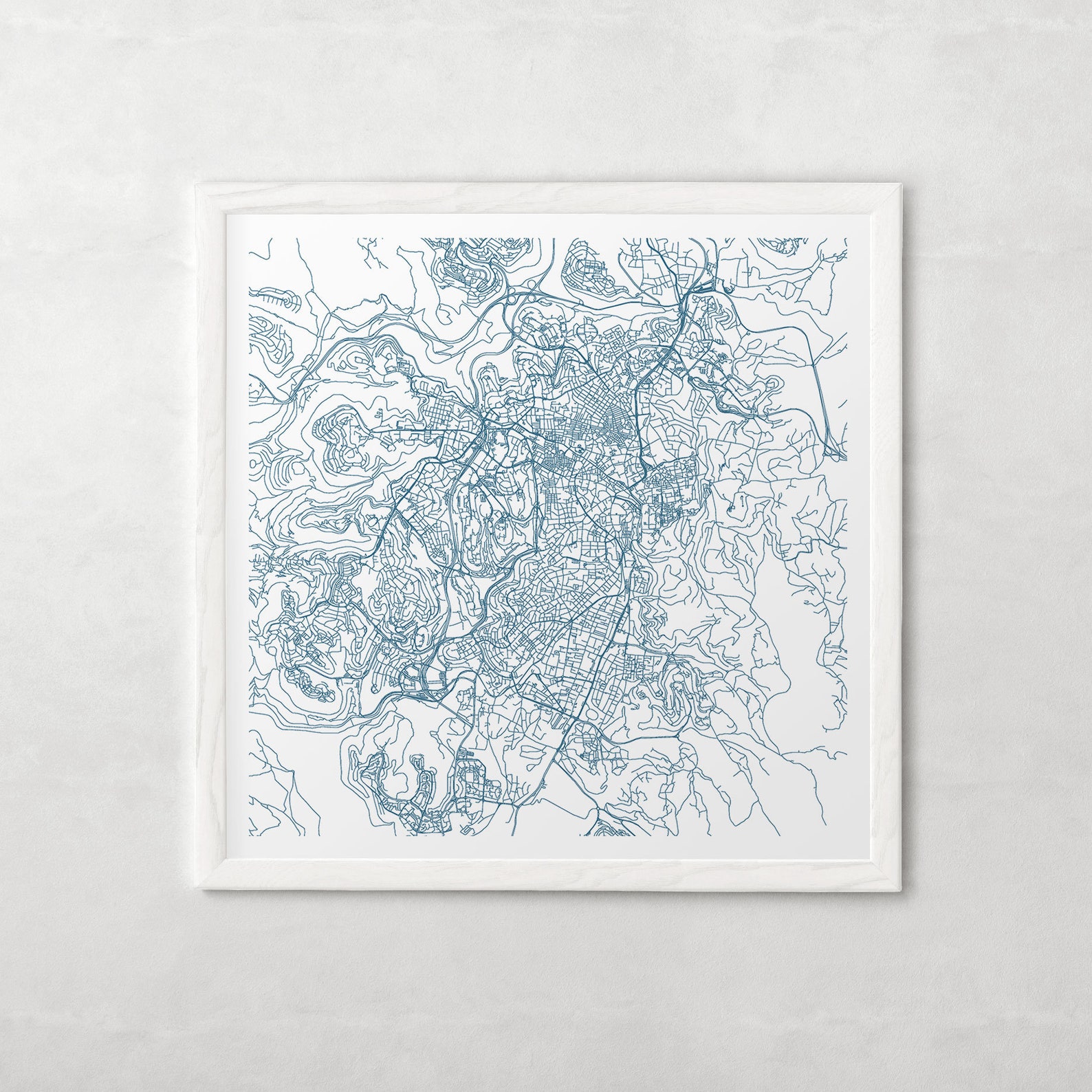 JERUSALEM CITY MAP Fine Art Map Poster Jerusalem Map Print - Etsy