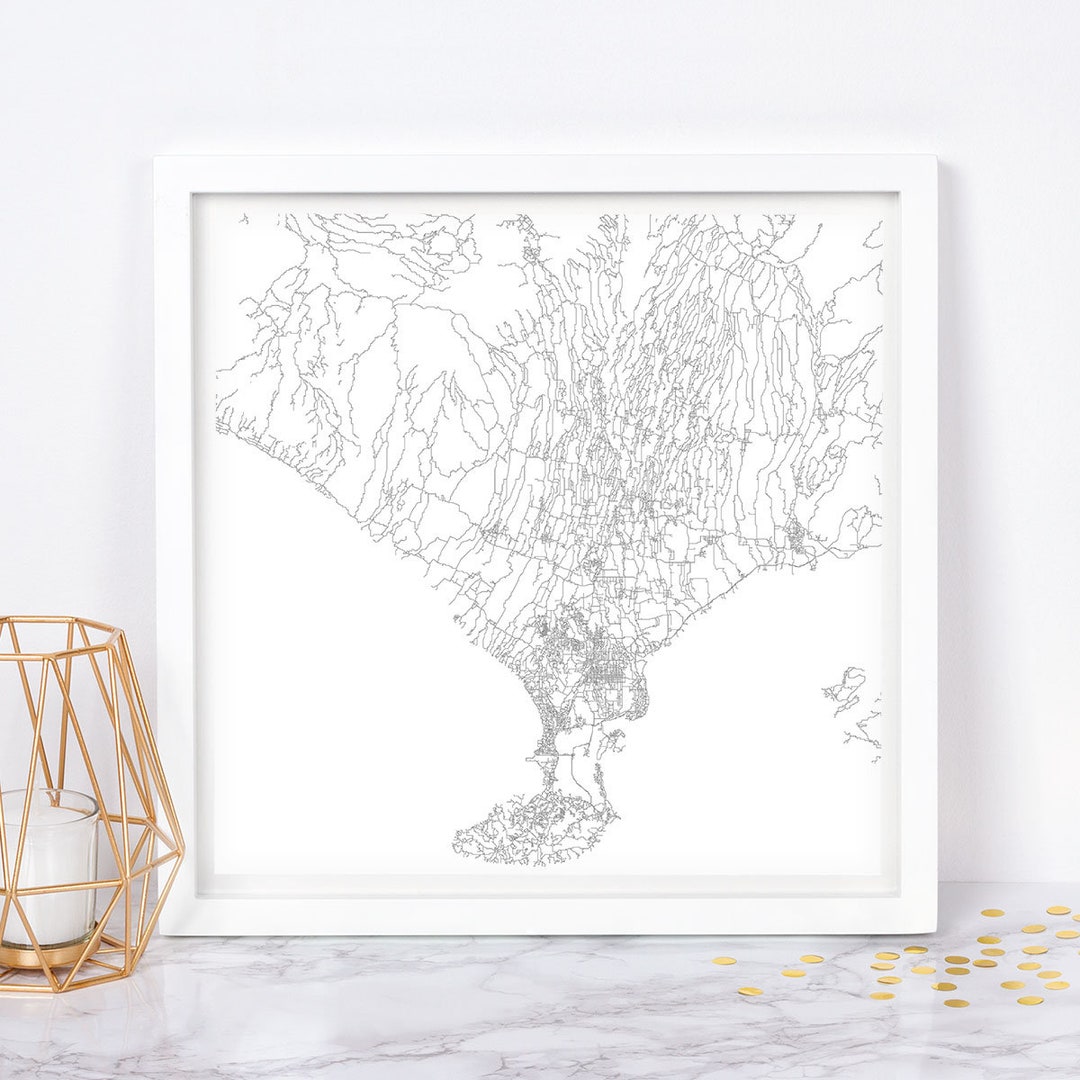BALI CITY MAP - Fine Art Map Poster - Bali Map Print Minimalist City ...