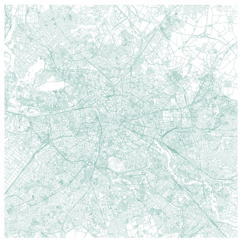 BERLIN CITY MAP - Fine Art Map Poster - Berlin Germany Map Print ...