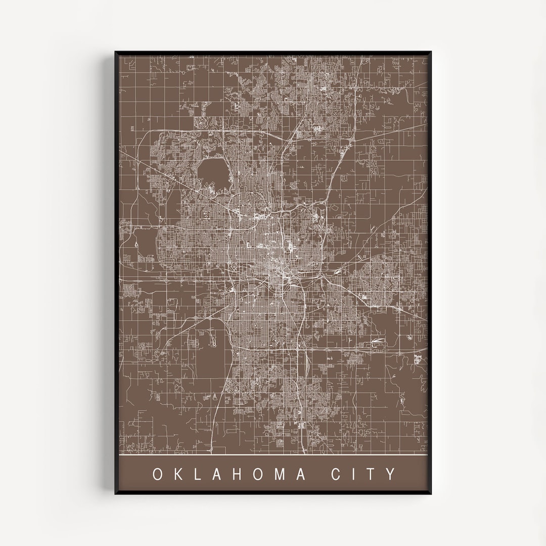 OKLAHOMA CITY MAP Art Print Modern City Print Art - Etsy