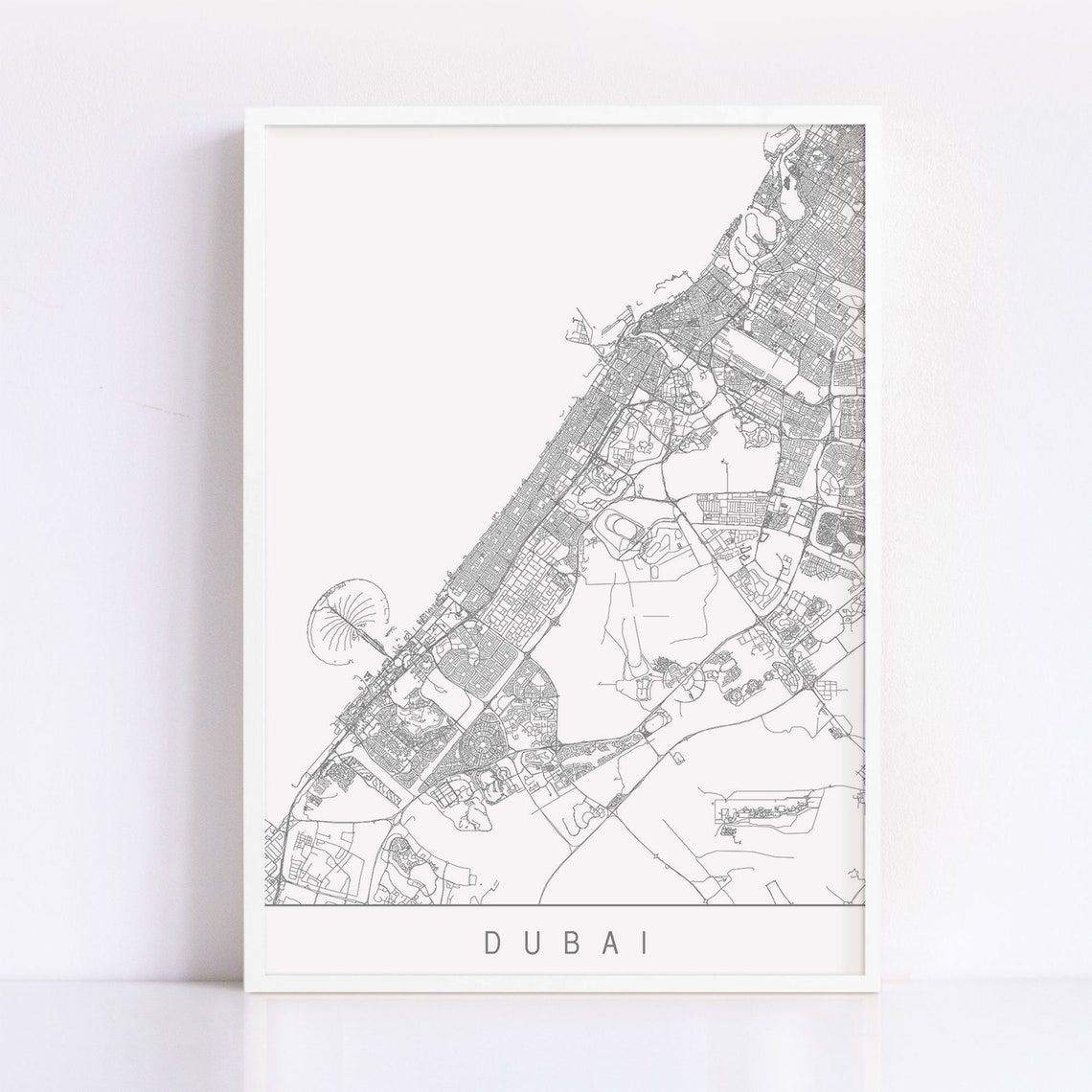 DUBAI MAP - High Quality Giclee Print, Minimalist Dubai Art Print ...