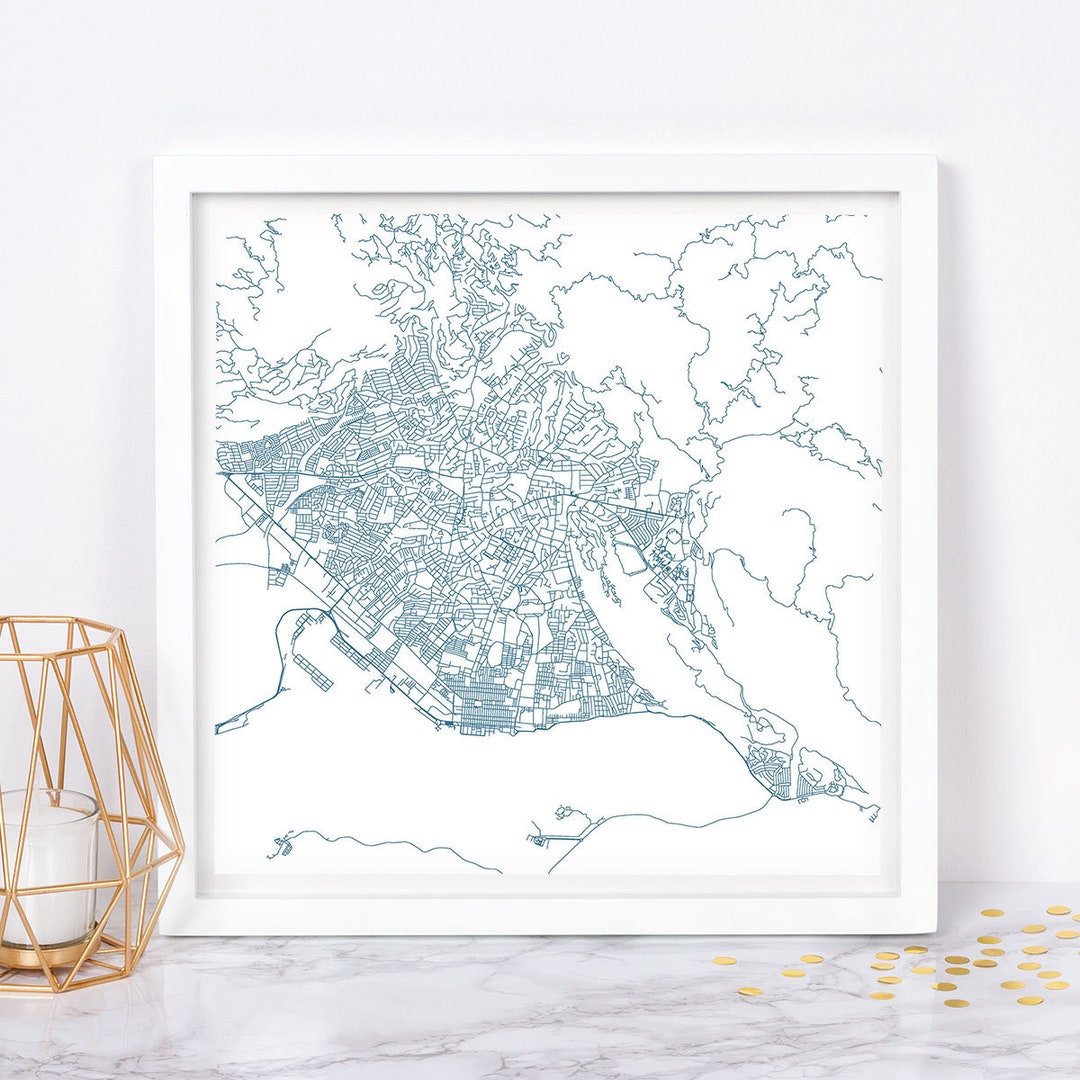 KINGSTON CITY MAP - Fine Art Map Poster - Kingston Map Print Minimalist ...
