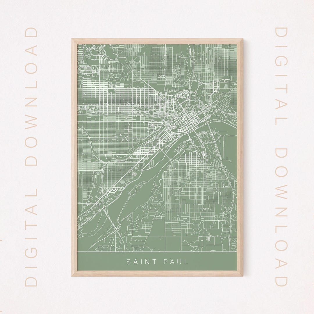 SAINT PAUL City MAP, Digital Download, Line Art City Map, Road Map of ...