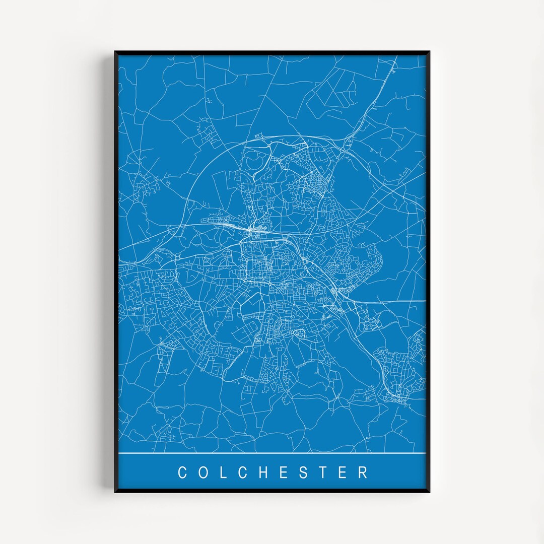 COLCHESTER CITY MAP Art Print Line Art City Map Colchester England Map ...