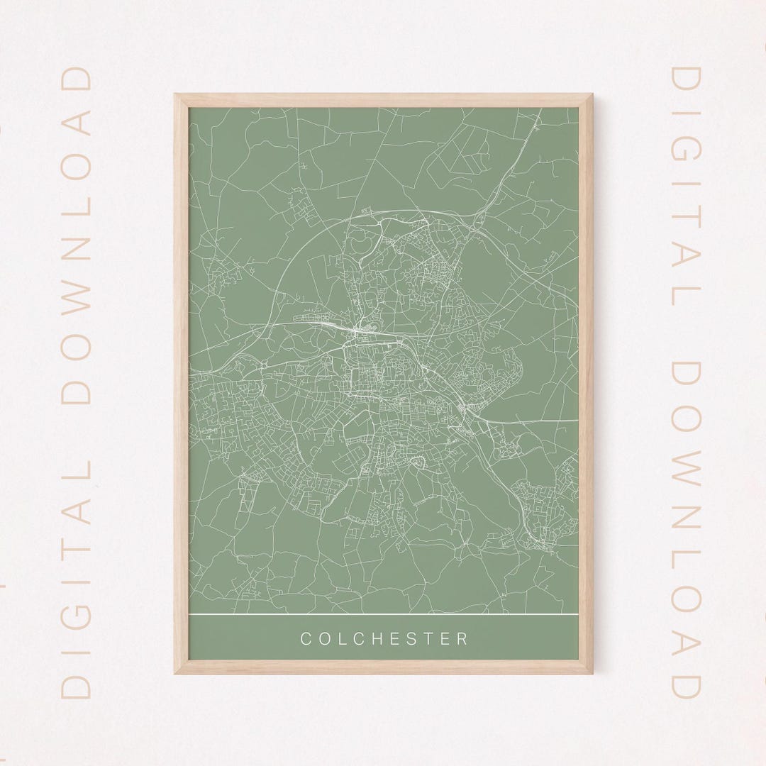 COLCHESTER CITY MAP, Digital Download, Line Art City Map, Colchester ...