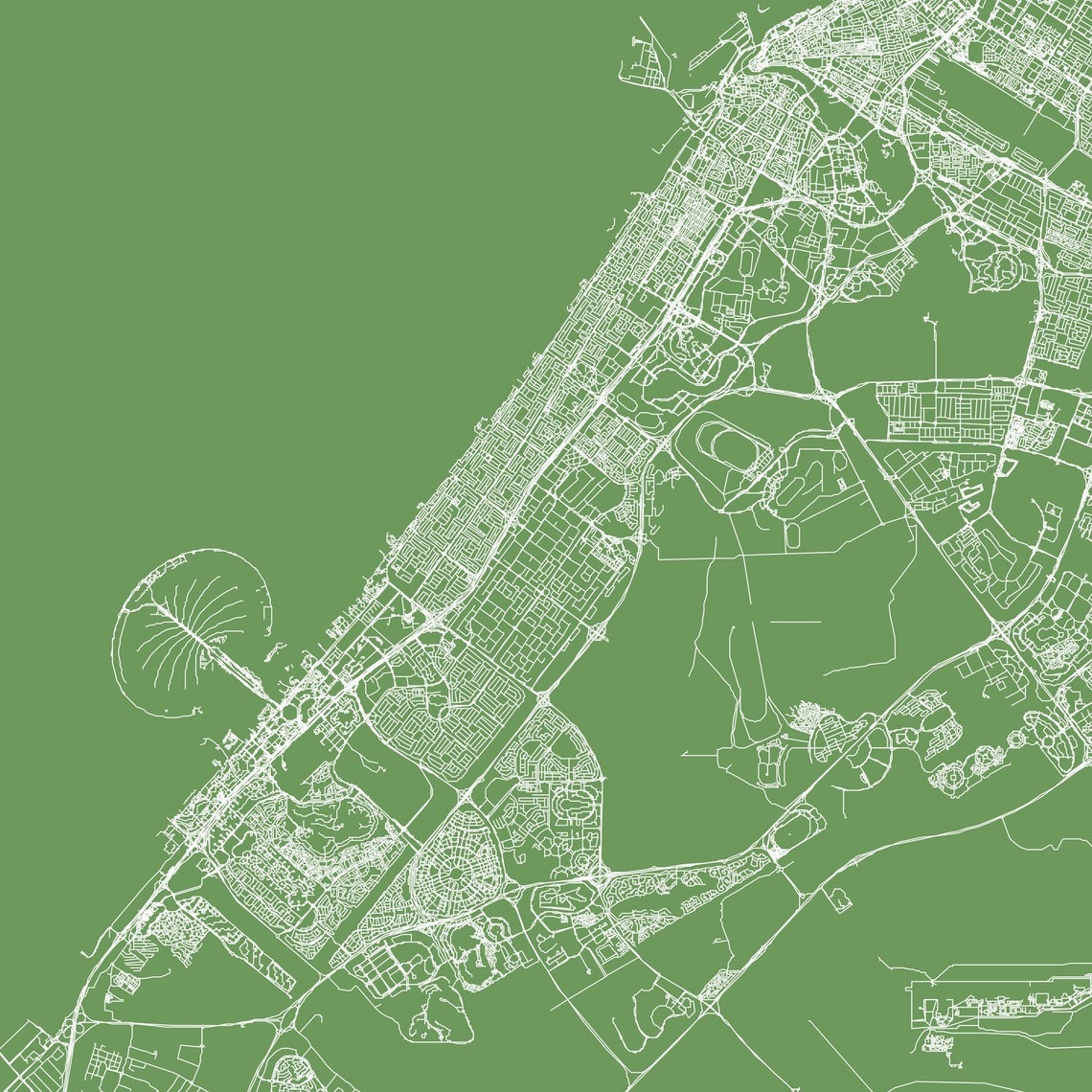 DUBAI CITY MAP - Fine Art Map Poster - Modern Dubai Map Print ...