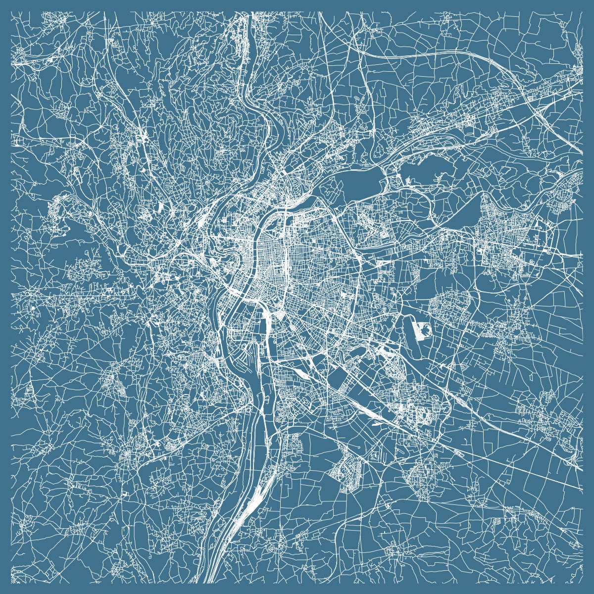 LYON MAP PRINT Modern France Map Poster Minimalist City | Etsy