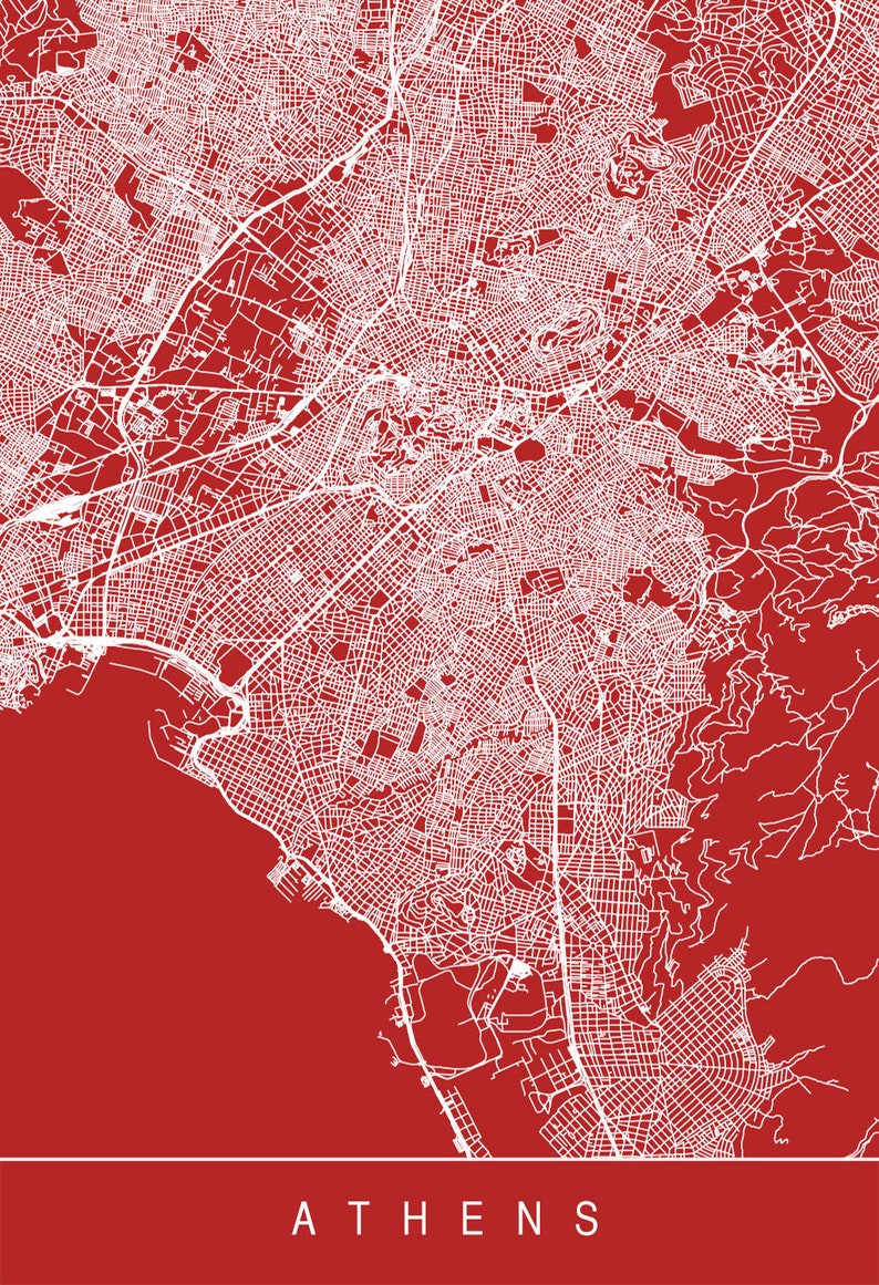 ATHENS CITY MAP Line Art City Map Road Map of Athena - Etsy Canada