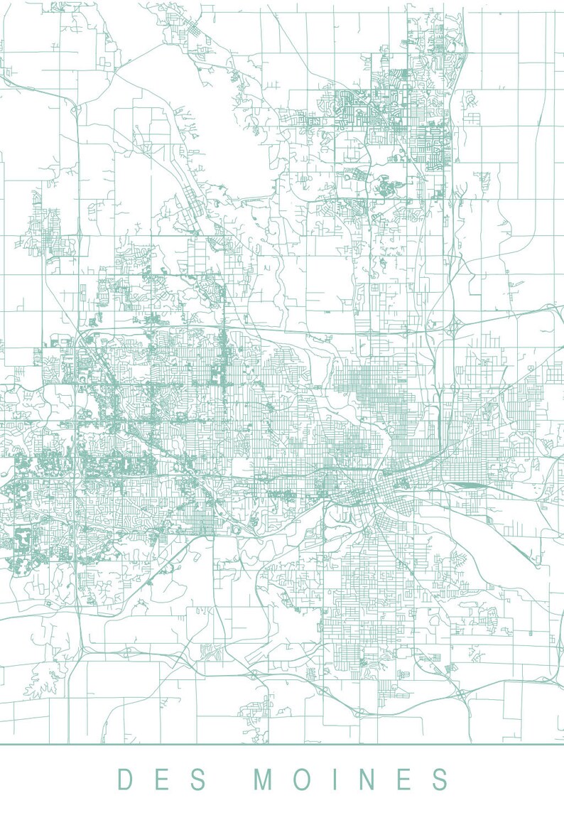 DES MOINES MAP High Quality Giclee Print Minimalist Des - Etsy