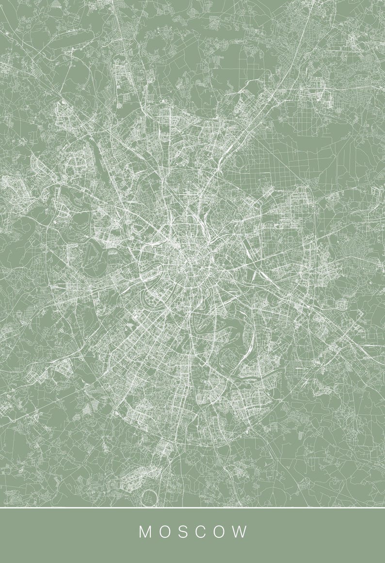 MOSCOW RUSSIA MAP, Printable City Poster, Digital Download, Multiple ...