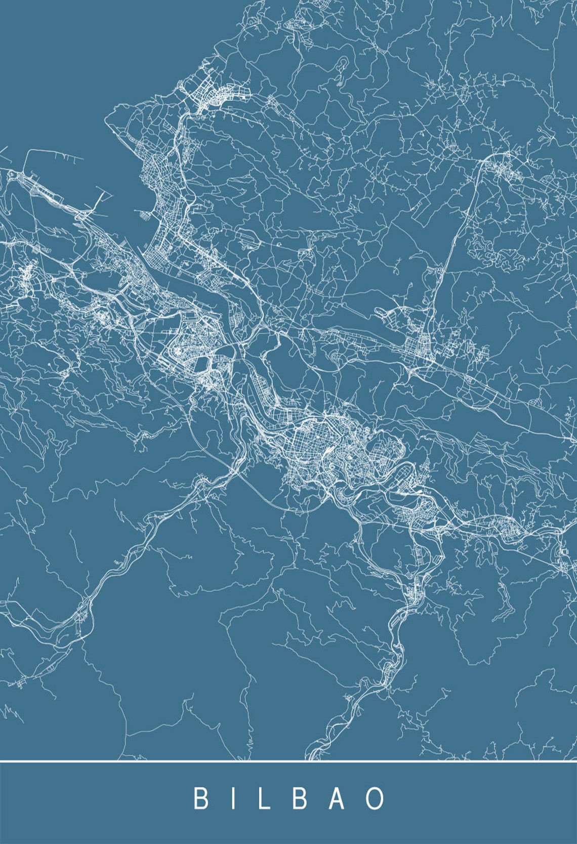 BILBAO CITY MAP Line Art City Map Road Map of Bilbao - Etsy