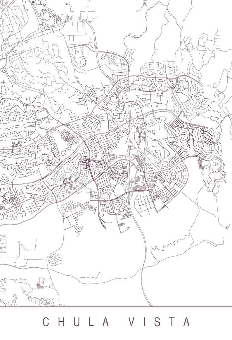 CHULA VISTA CALIFORNIA Map Customizable City Map High - Etsy