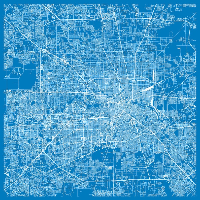 HOUSTON CITY MAP Fine Art Map Poster Modern Texas United - Etsy