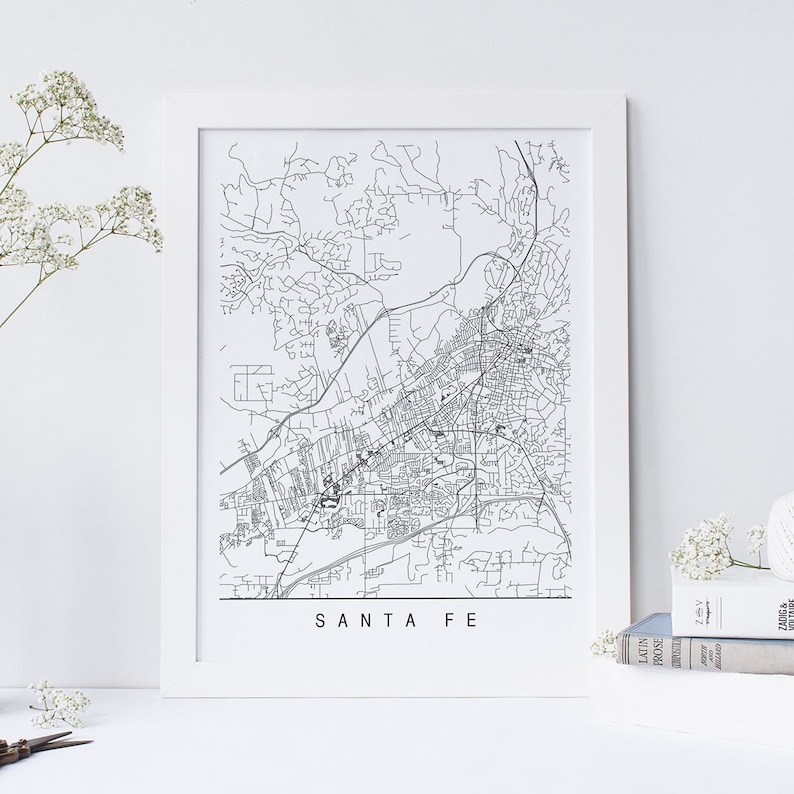 SANTA FE MAP Minimalist Santa Fe Art Print Customizable | Etsy