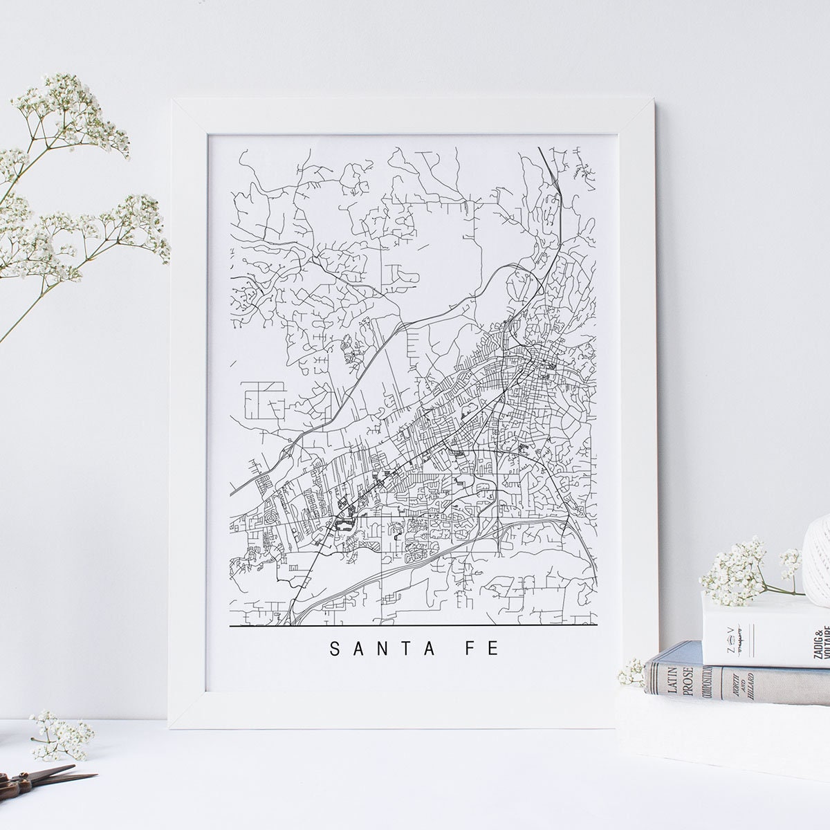 SANTA FE MAP Minimalist Santa Fe Art Print Customizable | Etsy