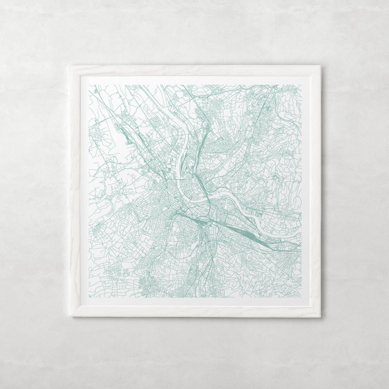 BASEL CITY MAP Fine Art Map Poster Basel Map Print | Etsy