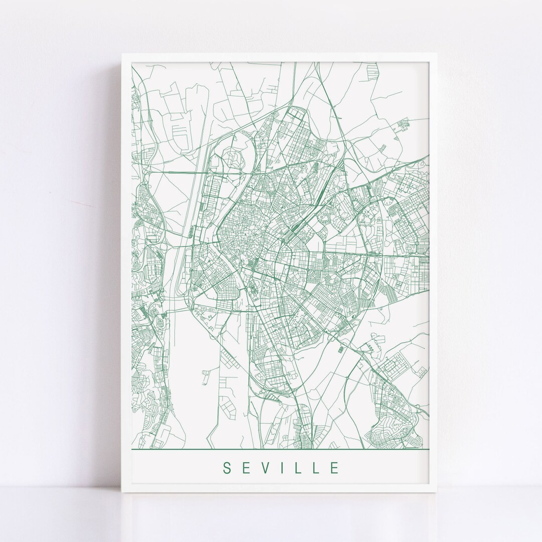 SEVILLE MAP - Minimalist Seville Art Print, Customizable City Map, High ...