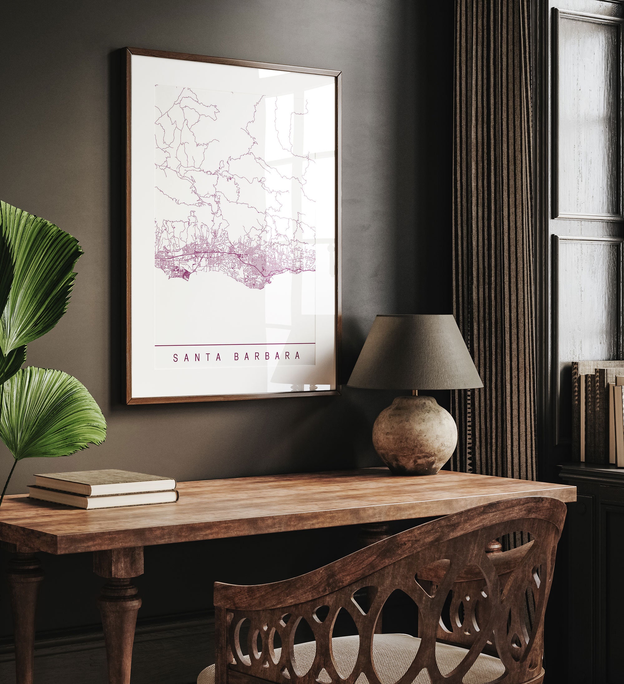 SANTA BARBARA MAP - Minimalist Santa Barbara Art Print, Customizable ...