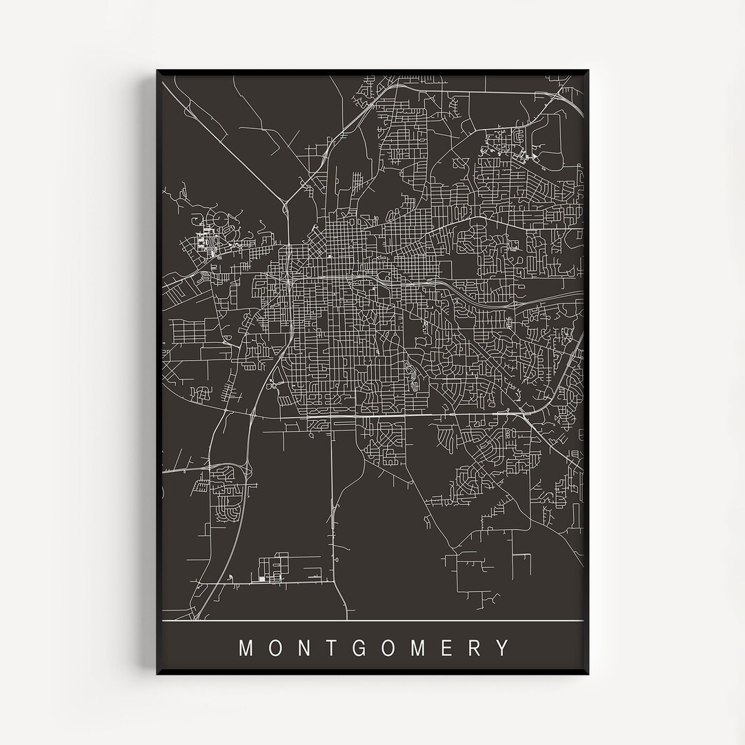 MONTGOMERY CITY MAP Line Art City Map Road Map of - Etsy