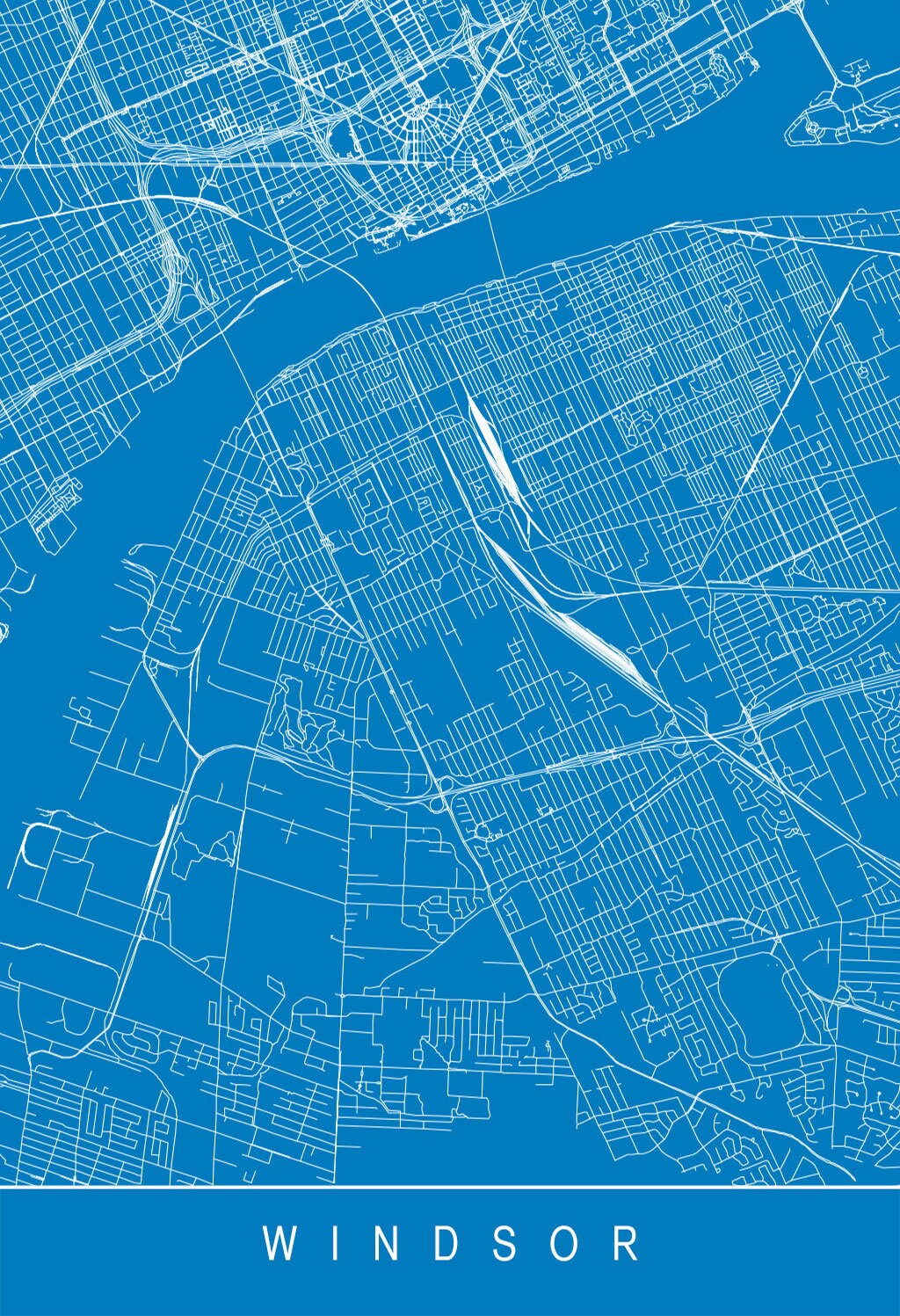 WINDSOR CITY MAP Art Print Windsor Ontario Map Art - Etsy España