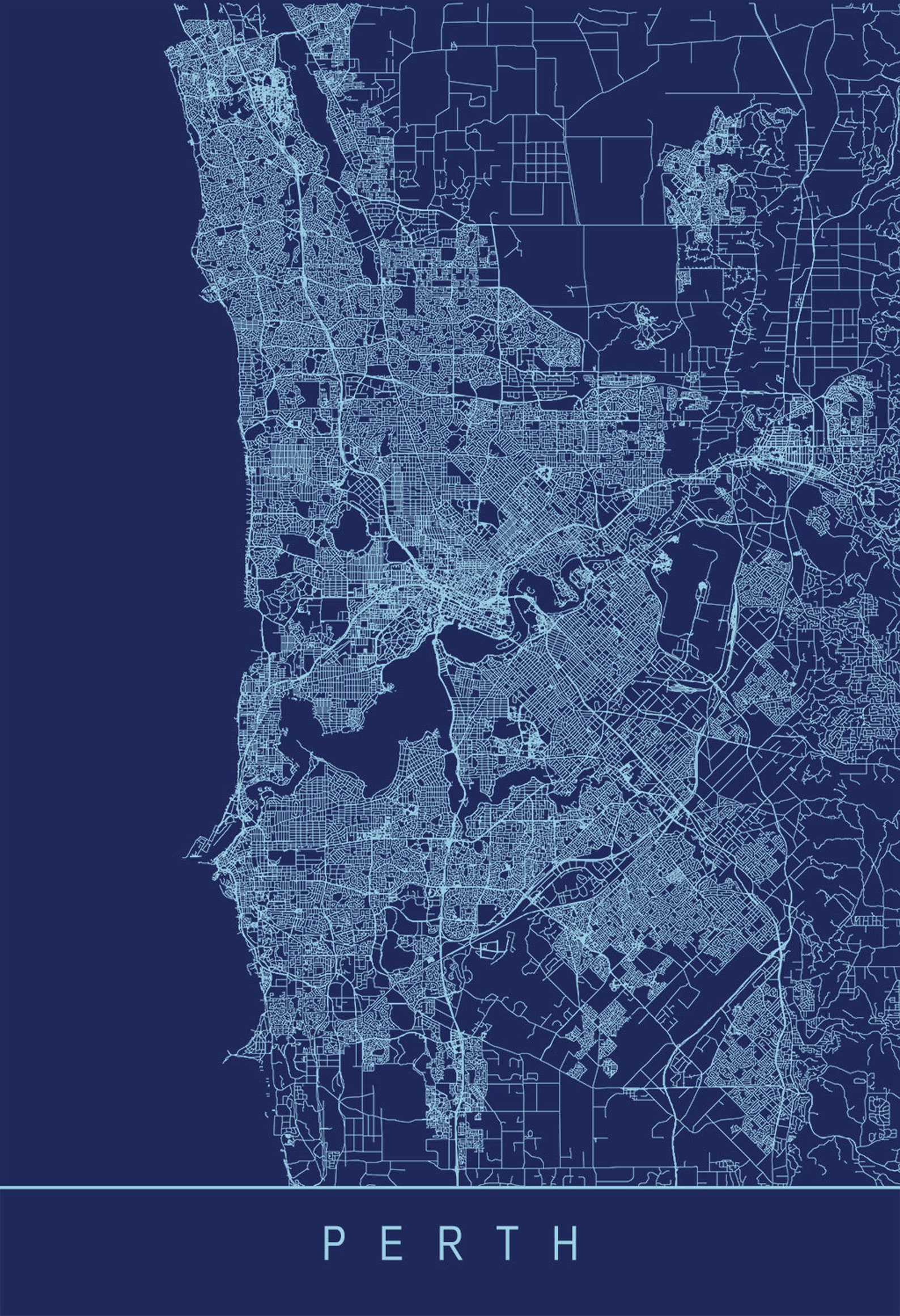 PERTH MAP Modern Perth Art Print Minimalist City Map High | Etsy