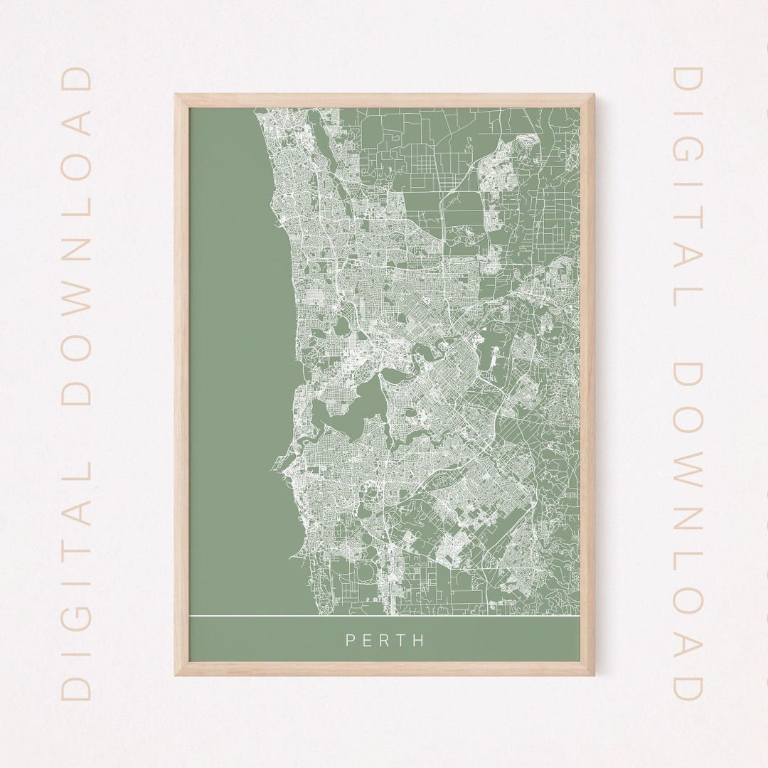 PERTH MAP ART, Digital Download, Modern City Print Art, Perth Australia ...