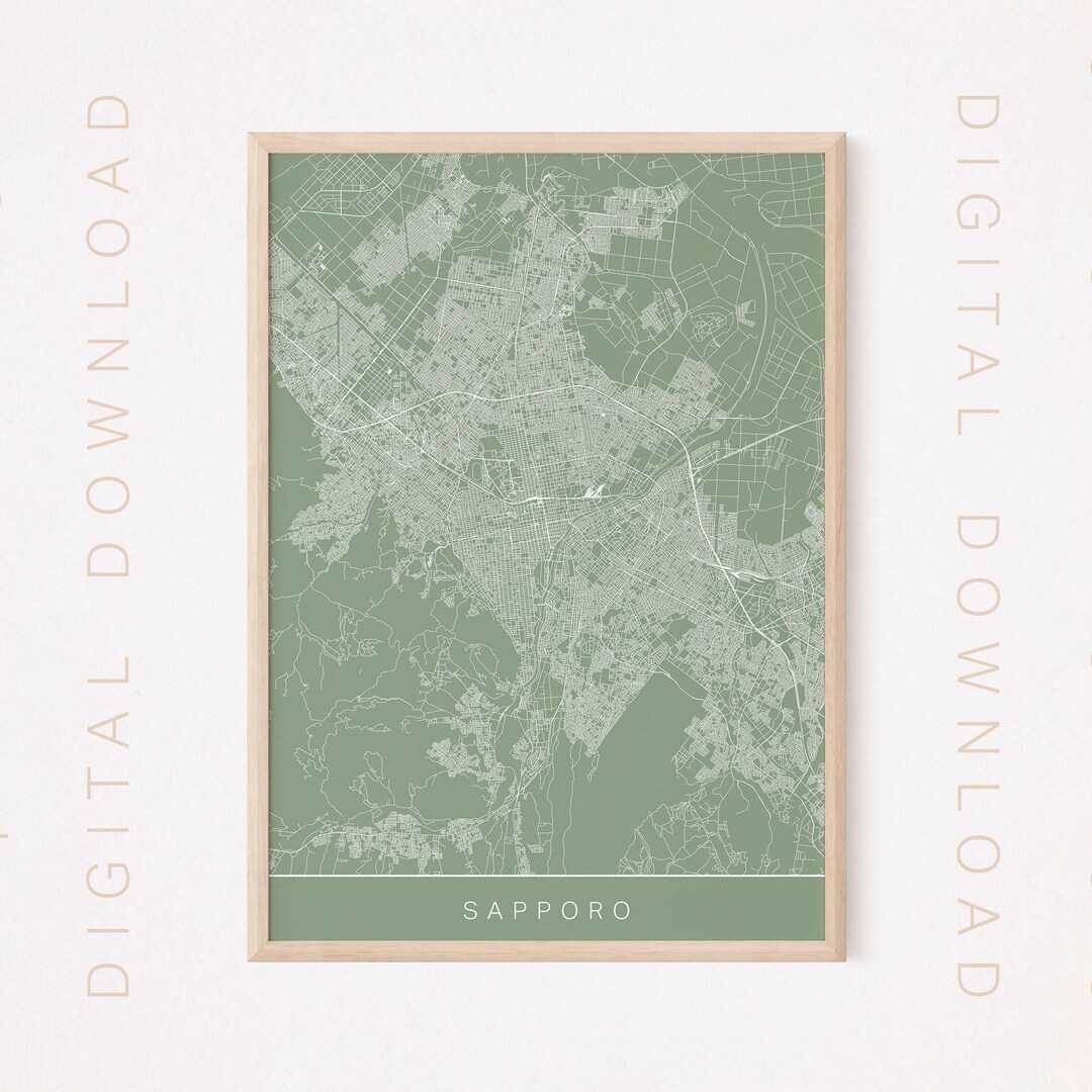 SAPPORO MAP ART, Digital Download, Modern City Print Art, City Map Home ...