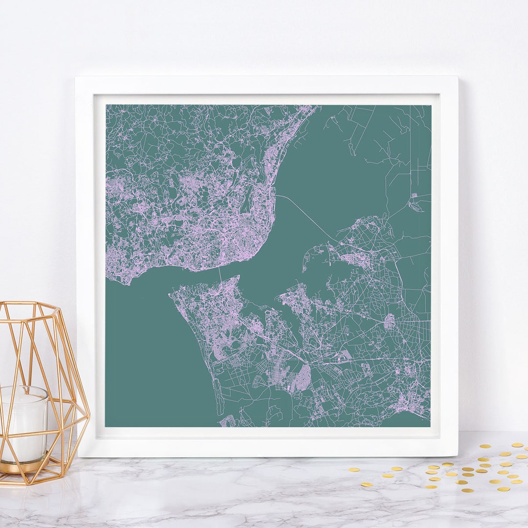 LISBON MAP PRINT Customizable Colors Lisbon Wall Art City - Etsy Canada