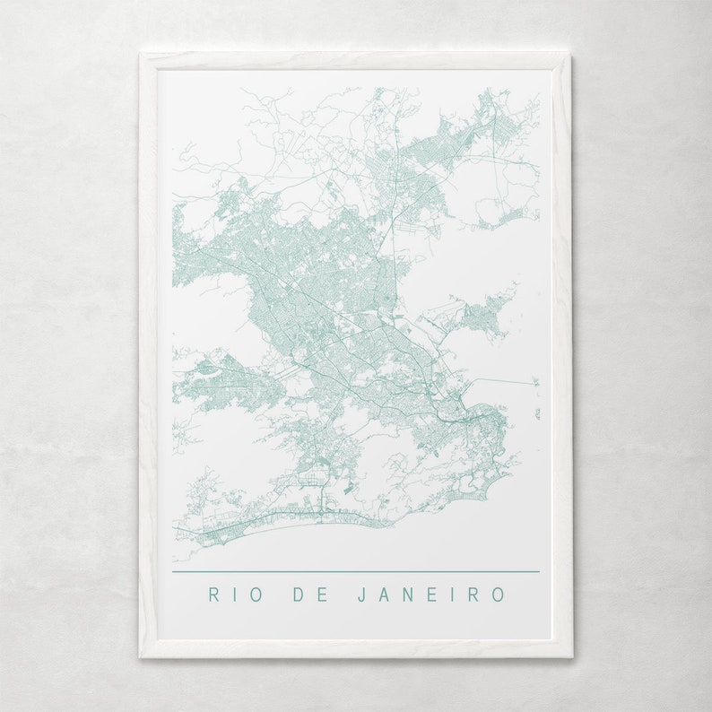 RIO MAP Minimalist Rio Art Print Customizable City Map | Etsy