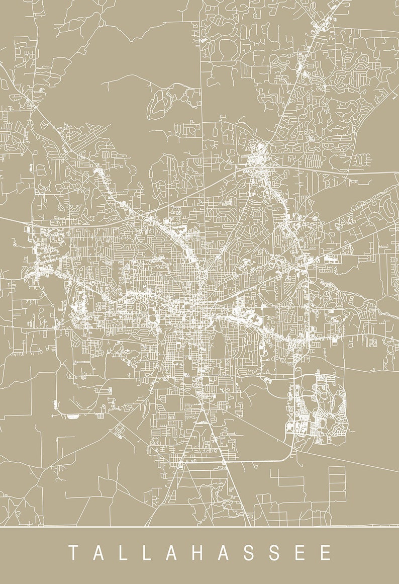 TALLAHASSEE CITY MAP Line Art City Map Road Map of - Etsy