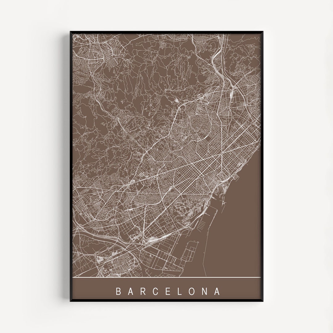 BARCELONA CITY MAP Line Art City Map Road Map of Barcelona Minimalist ...