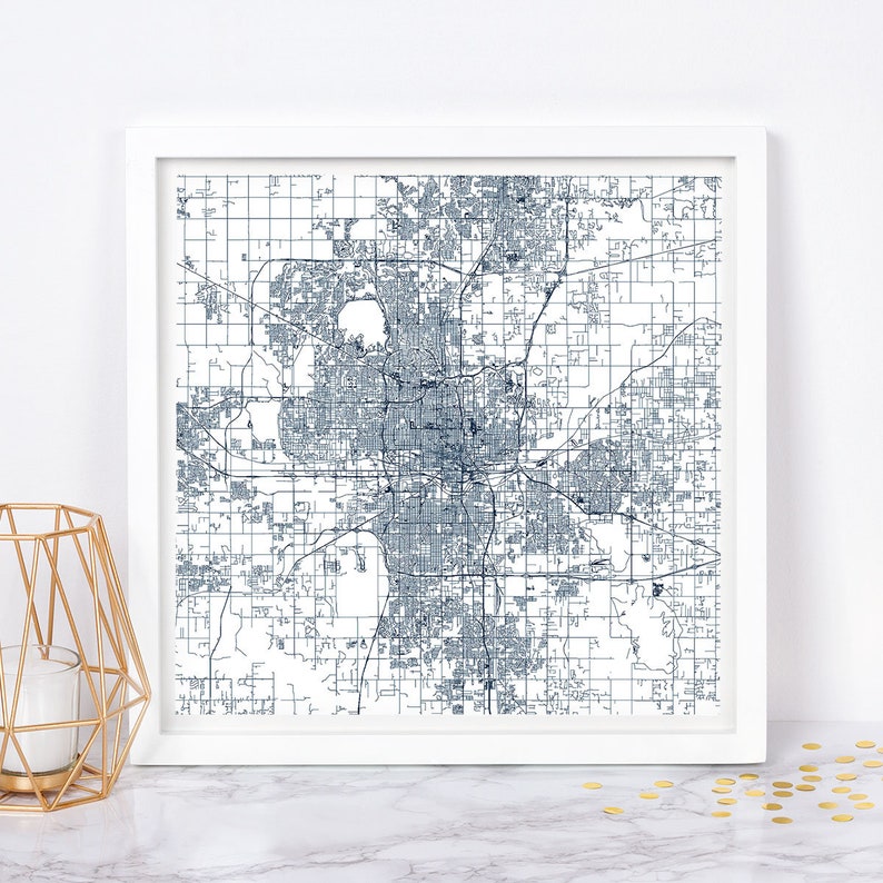 OKLAHOMA CITY MAP Fine Art Map Poster Oklahoma Map Print - Etsy