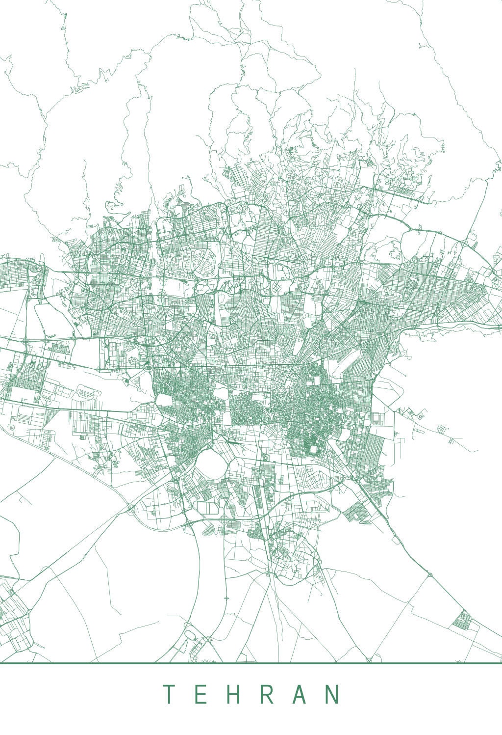 MAP OF TEHRAN Minimalist Tehran Art Print Travel Poster - Etsy Canada