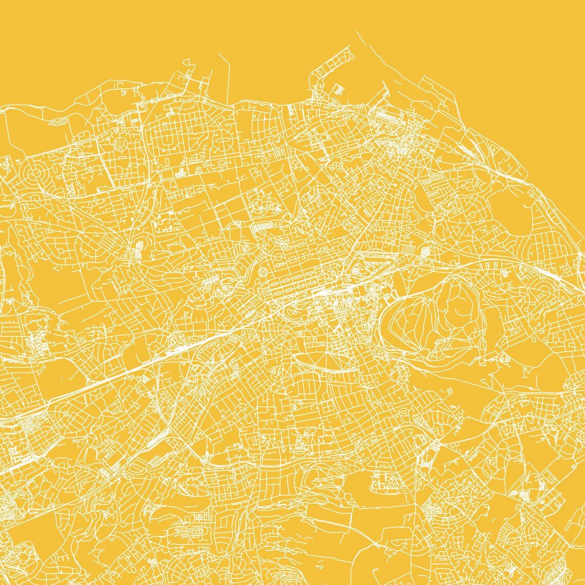 EDINBURGH CITY MAP - Fine Art Map Poster - Modern Scotland Map Print ...
