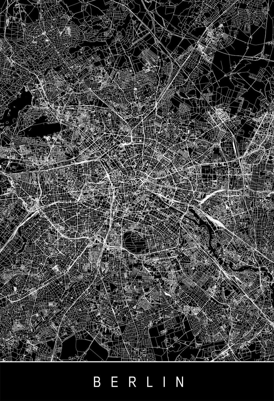 BERLIN CITY MAP Line Art City Map Road Map of Berlin | Etsy