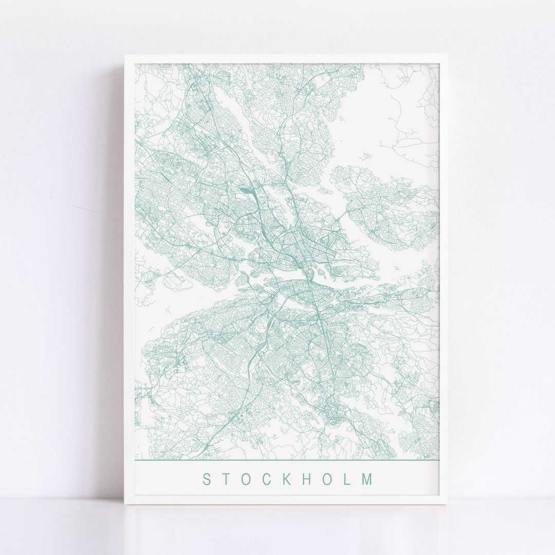 STOCKHOLM MAP - Minimalist Stockholm Art Print, Customizable City Map ...