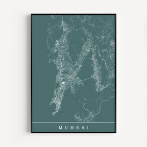 MUMBAI MAP POSTER Modern City Print Art Customizable - Etsy Canada