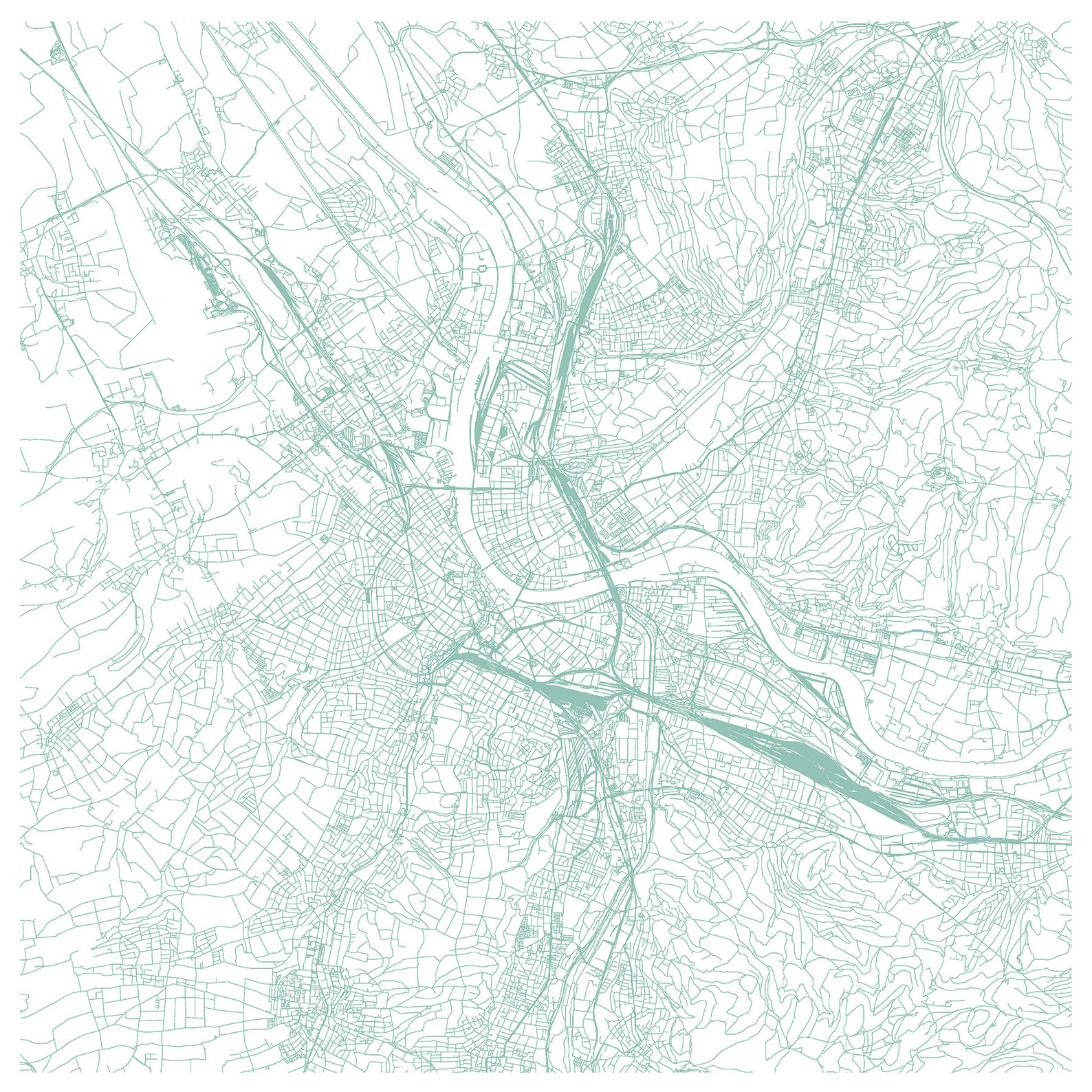 BASEL CITY MAP - Fine Art Map Poster - Basel Map Print Minimalist City ...