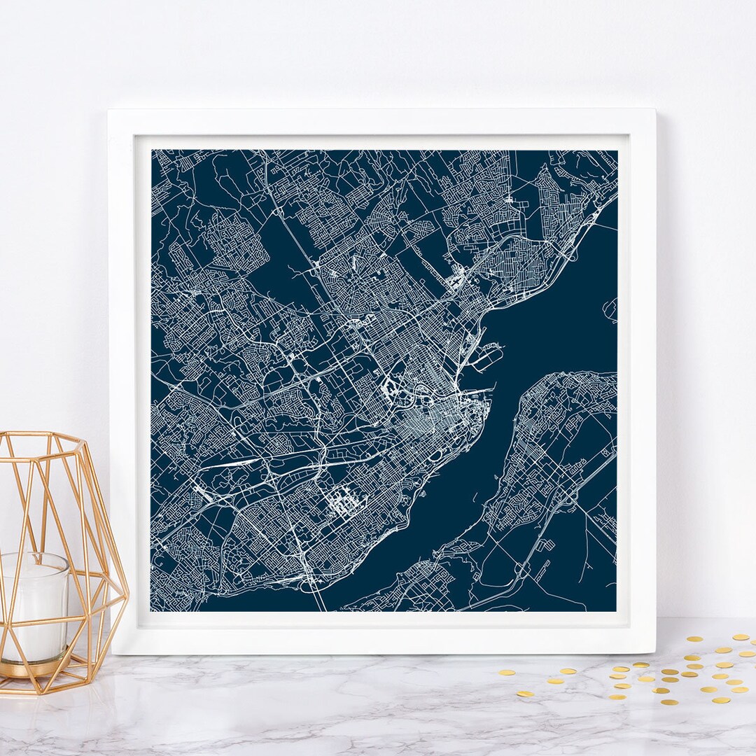 QUEBEC CITY MAP - Fine Art Map Poster - Modern Quebec Canada Map Print ...